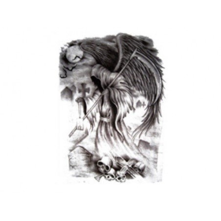 Falešné tetování design Smrtka, Smrťák, Death na lýtko, lopatku, stehno