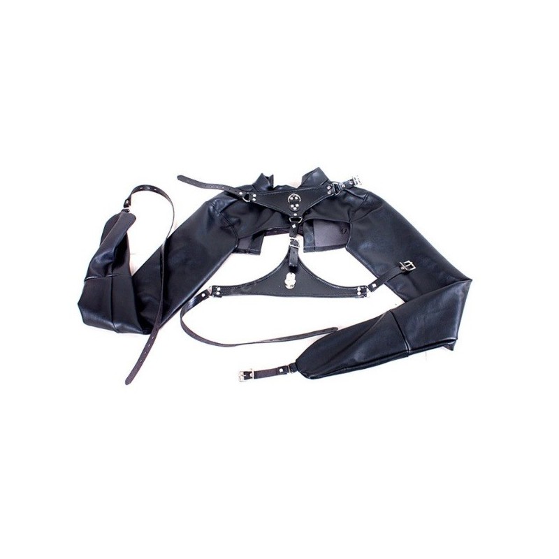 BDSM, fetiš svěrací kazajka, eko kůže Barva Černá