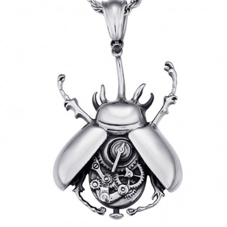 Velký přívěsek nerezový mechanický brouk, orloj Barva Stříbrná