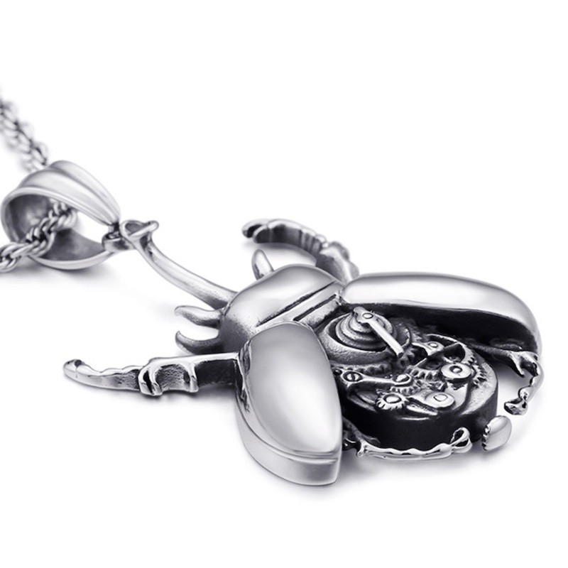 Velký přívěsek nerezový mechanický brouk, orloj Barva Stříbrná