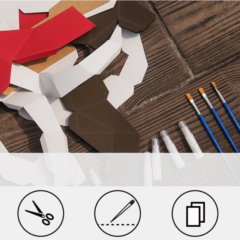 Zvířecí maska 3D papírová, yak, jak, skládací, kreativní, origami